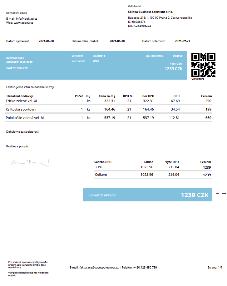 Czech Invoice Template Pdf Generator Api